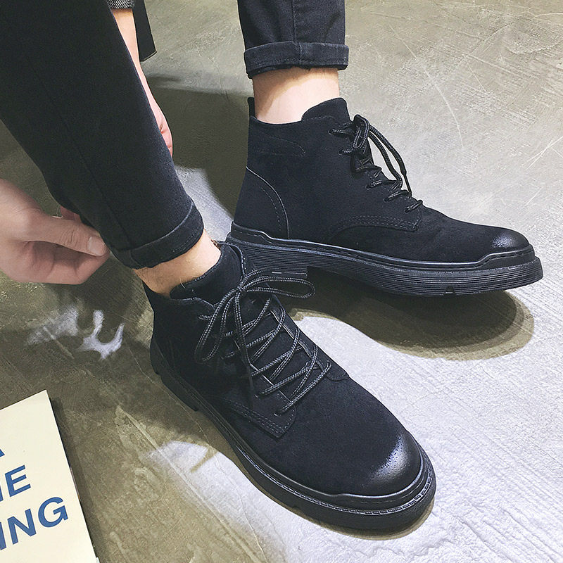 Spring Martin boots male high-top plus velvet British wind tools boots ...