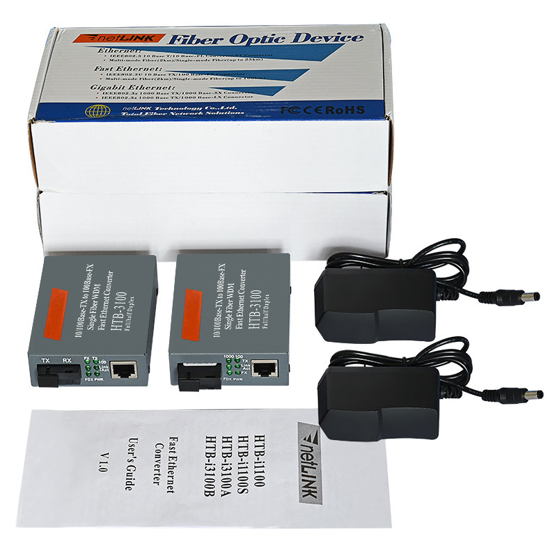 100 Megabit single mode single fiber fiber transceiver HTB-3100AB ...