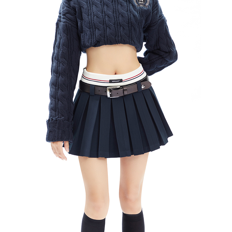 APEA美式学院风a字jk半身裙女复古辣妹高腰显瘦小个子百褶超短裙-Taobao