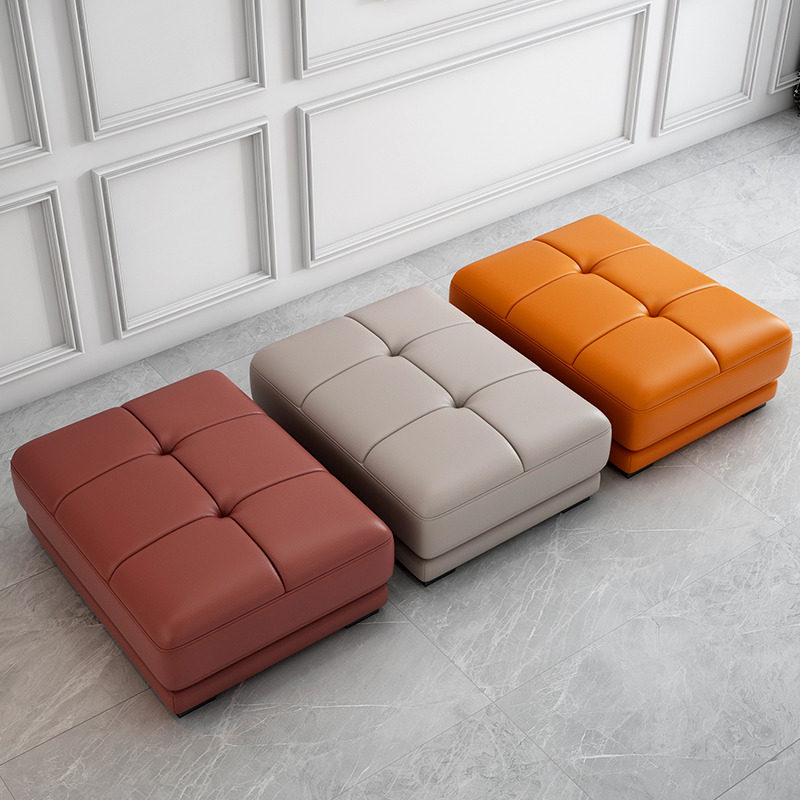 [USD 33.39] Genuine leather sofa foot pedal single stool living room ...