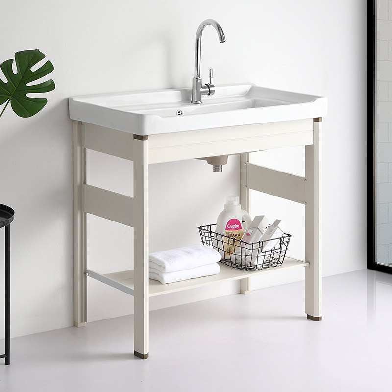 [USD 42.23] Ceramic laundry basin Stainless steel bracket Wash basin ...