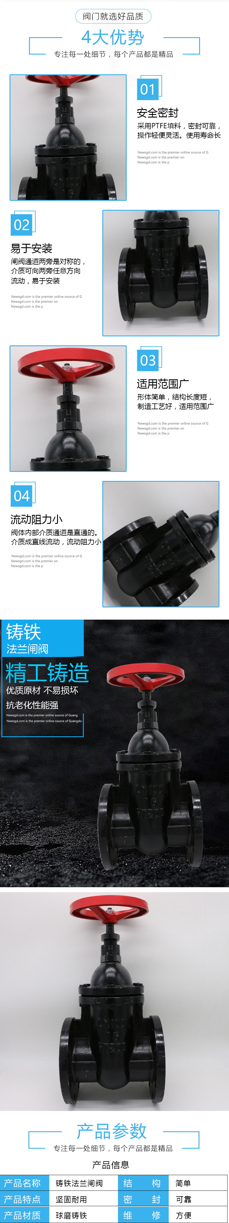 Z45T-10 16铸铁暗杆闸阀 法兰水阀DN50 80 100 125 150 200-阿里巴巴