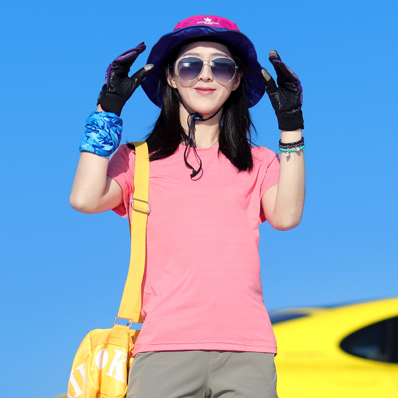 新款戶外速乾T恤女透氣排汗跑步健身冰絲短袖徒步登山運動快乾衣-Taobao