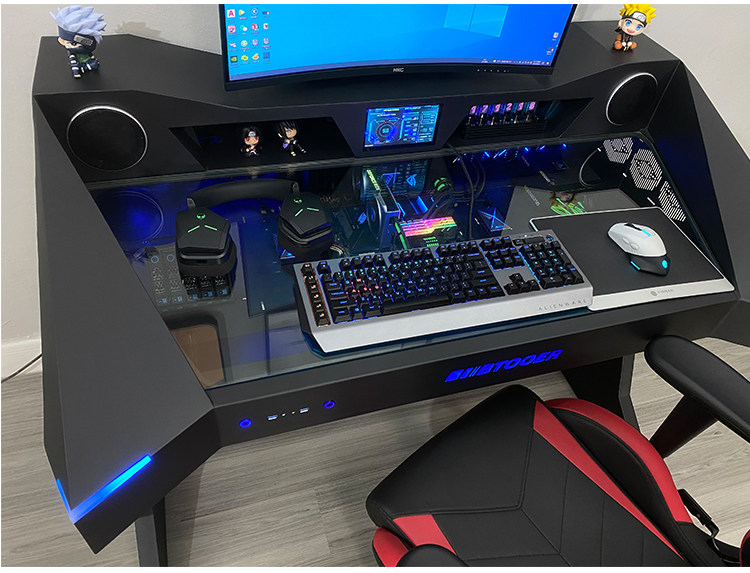 Btooer computer case integrated table fully transparent water-cooled ...