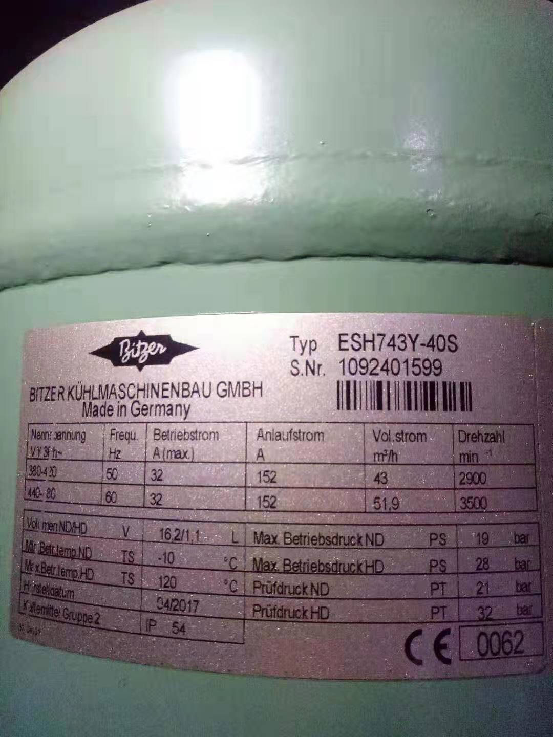 ESH725Y-4SU ESH743Y-40S ESH730Y-4SU original bitzer scroll compressor