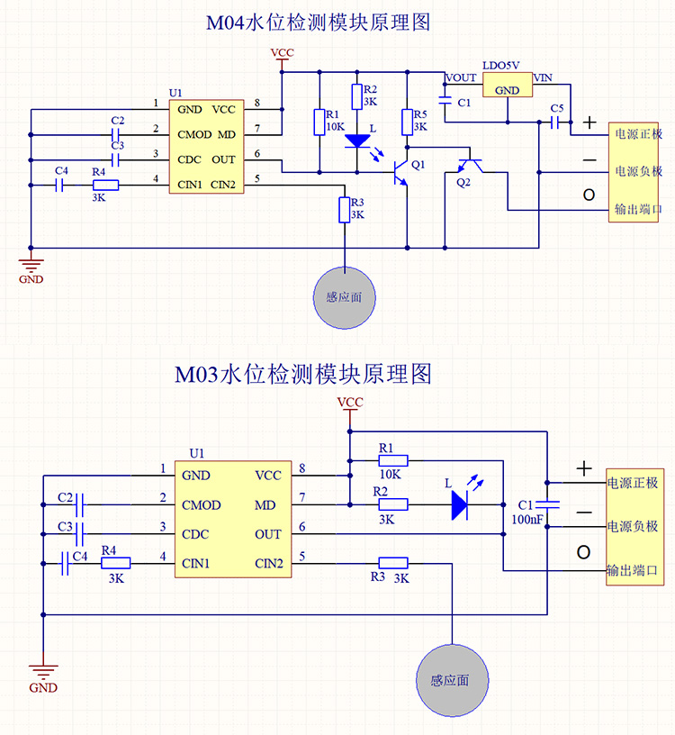 M03 M04 水位检测模块传感器绿色非接触式液位触摸开关液体感应器-阿里巴巴