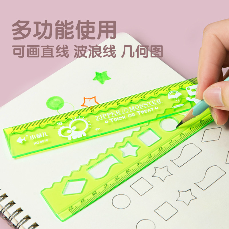 [USD 5.64] Little Fish Folding Soft Ruler Multi-function Waveline Ruler ...