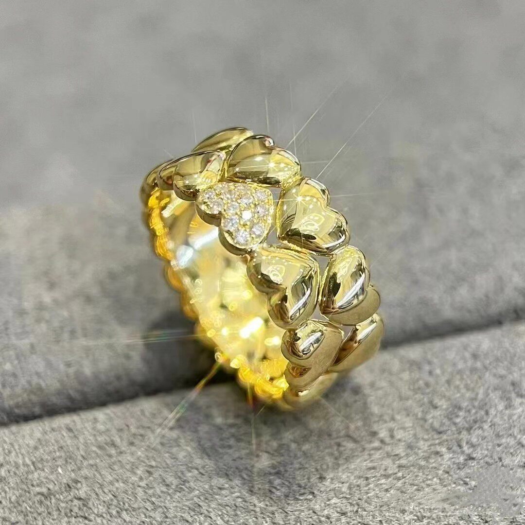 Au750 Pure 18K Gold Imported D Color Moissanite Gold Heart Ring Niche ...