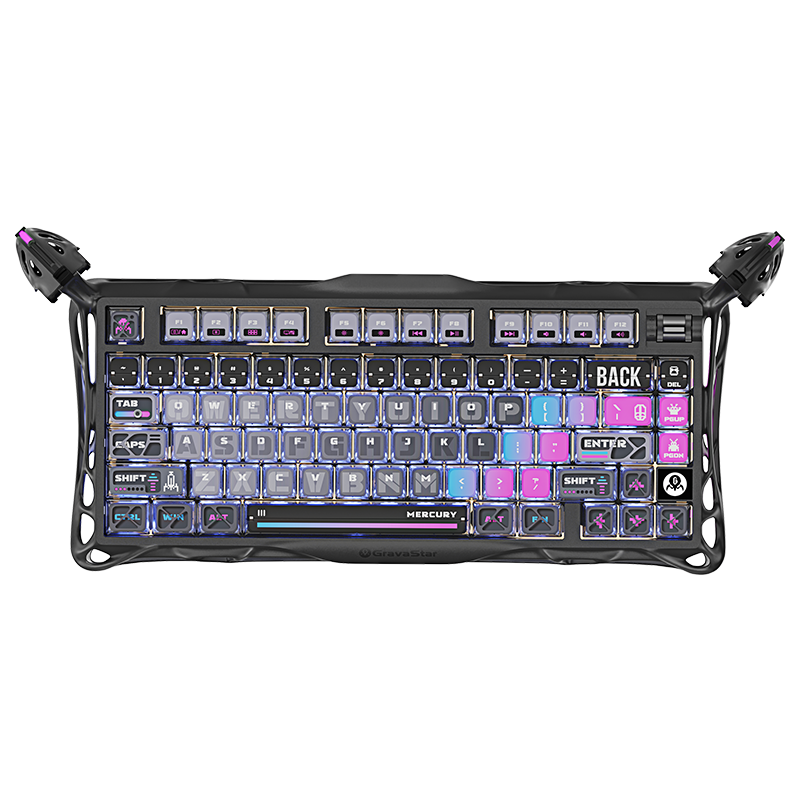 重力星球破壳K1Pro RGB赛博客制化无线机械键盘三模连接朋克风格电竞专用