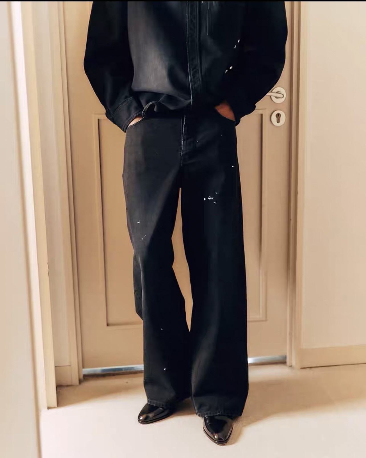 Vujade 25ss 010 limited edition black splash ink distressed jeans at ...