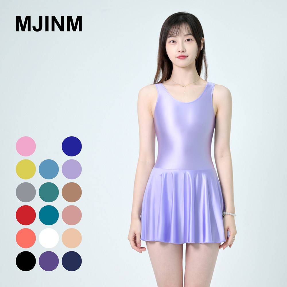 MJINM美仅美光泽丝滑连体紧身练功裙运动瑜伽芭蕾舞裙背心形体裙
