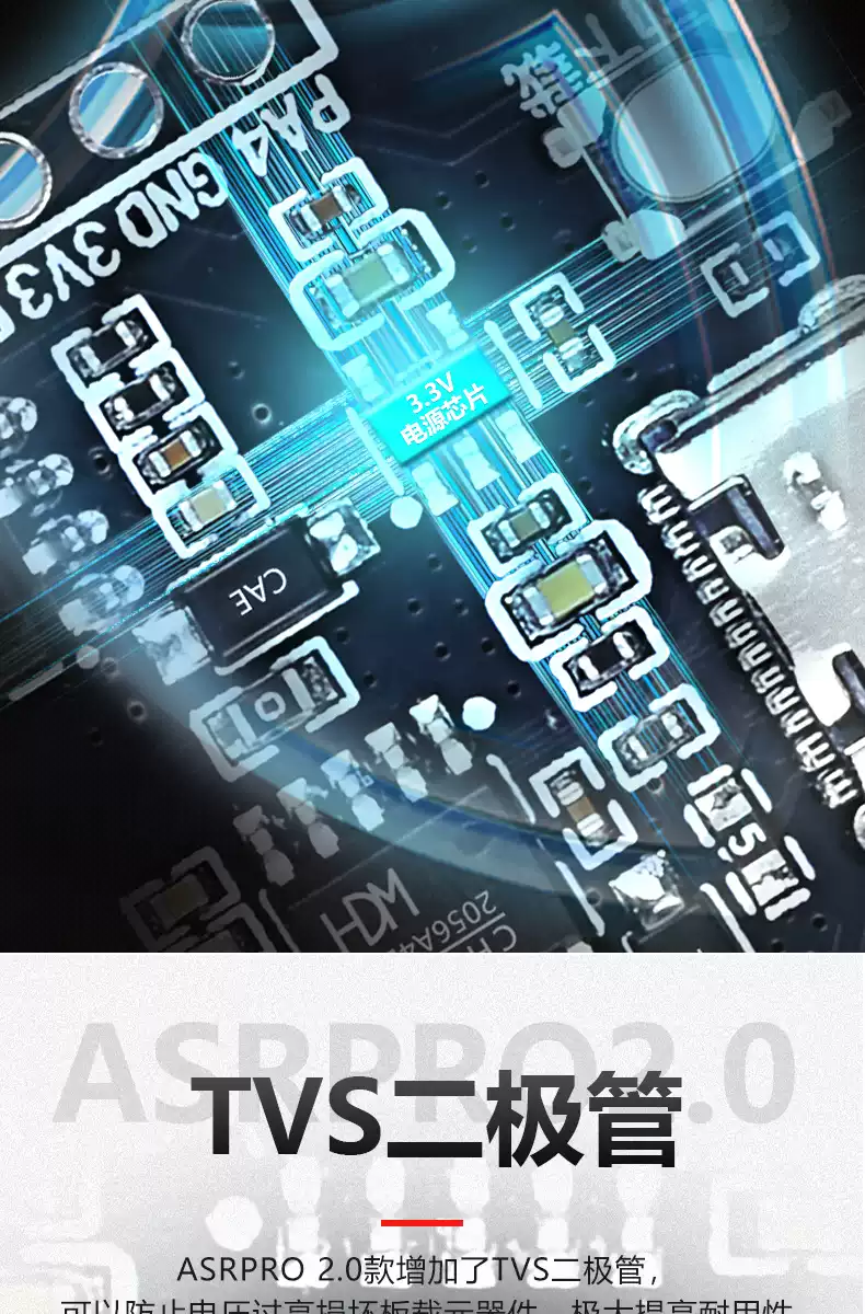 ASRPRO2.0语音识别模块天问开发板离线AI智能控制教学实验用