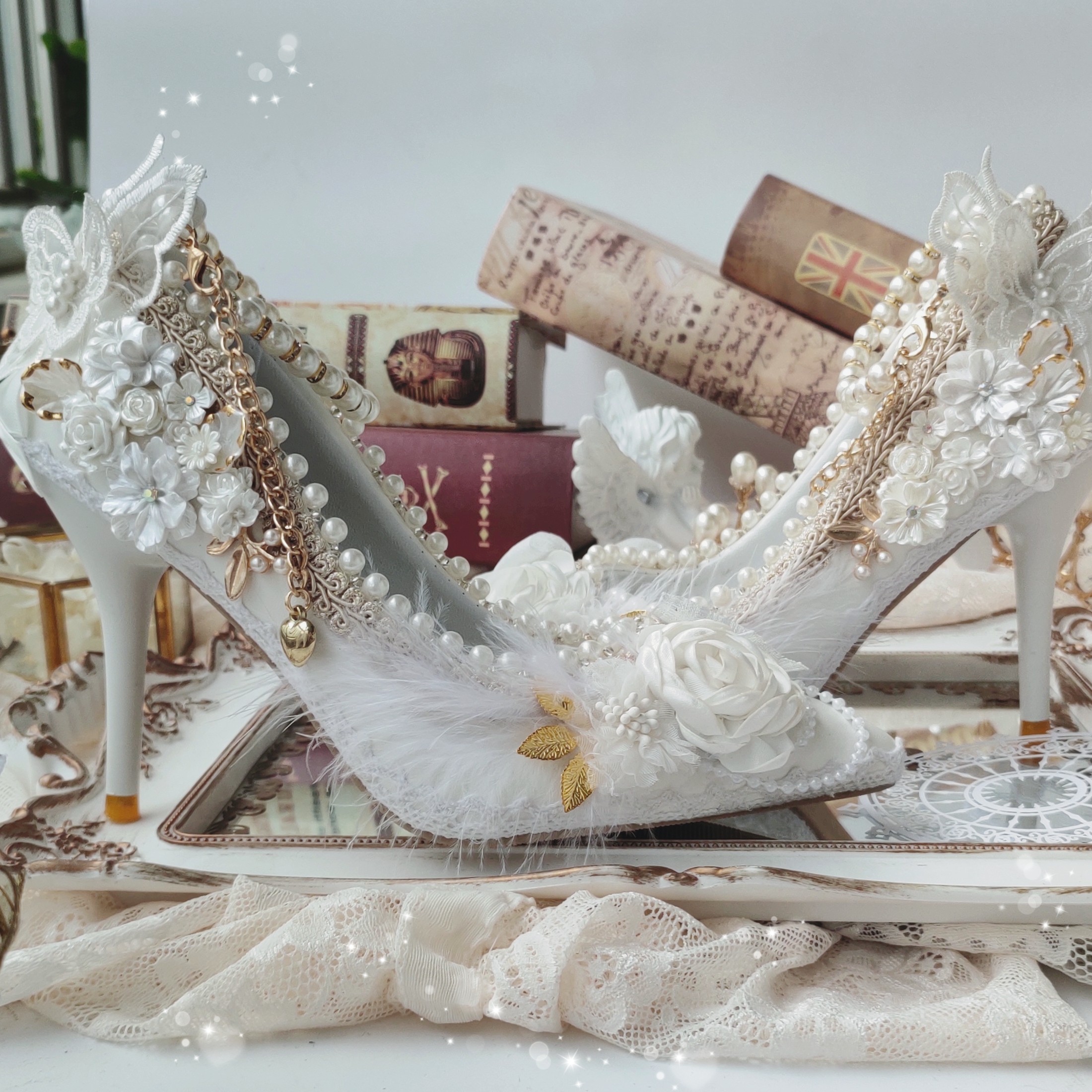 Original handmade gorgeous lolita stiletto high heels｜chinese style tea ...