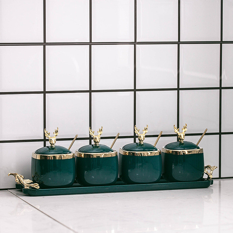 [USD 15.13] Ceramic Kitchen Seasoning Tank Set Combination Set Home ...