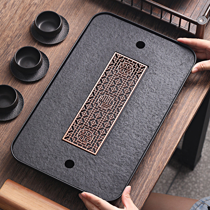 The first art ogukin stone tea tray stainless steel chassis Embedded ...