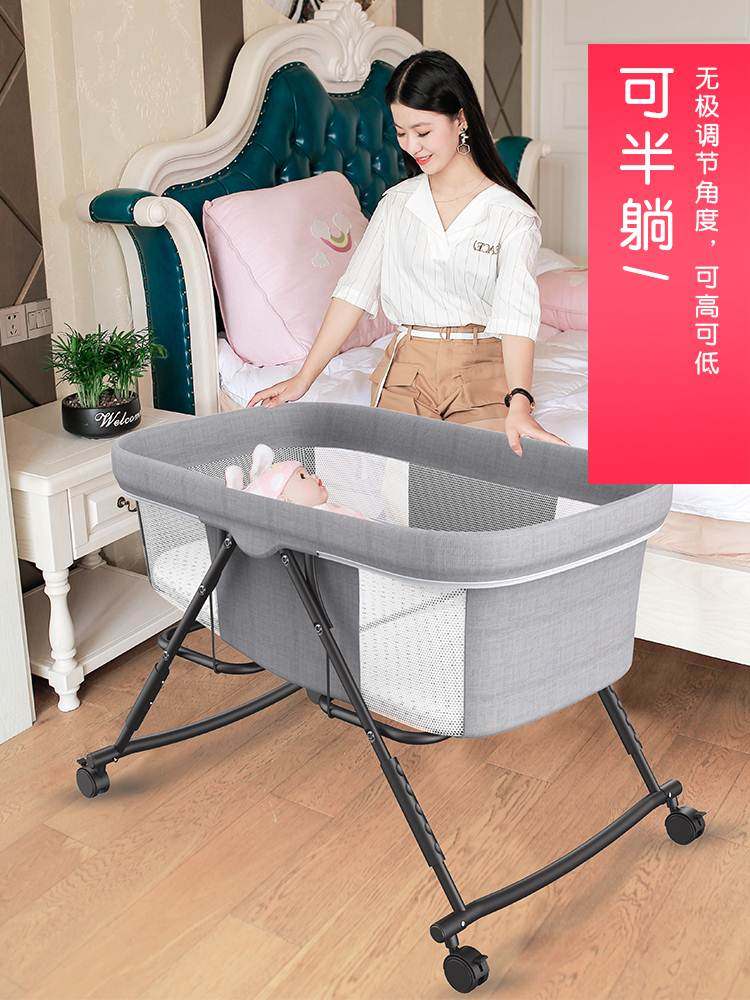 valdera crib stitching large bed newborn cot multi-functional portable mobile foldable baby bed