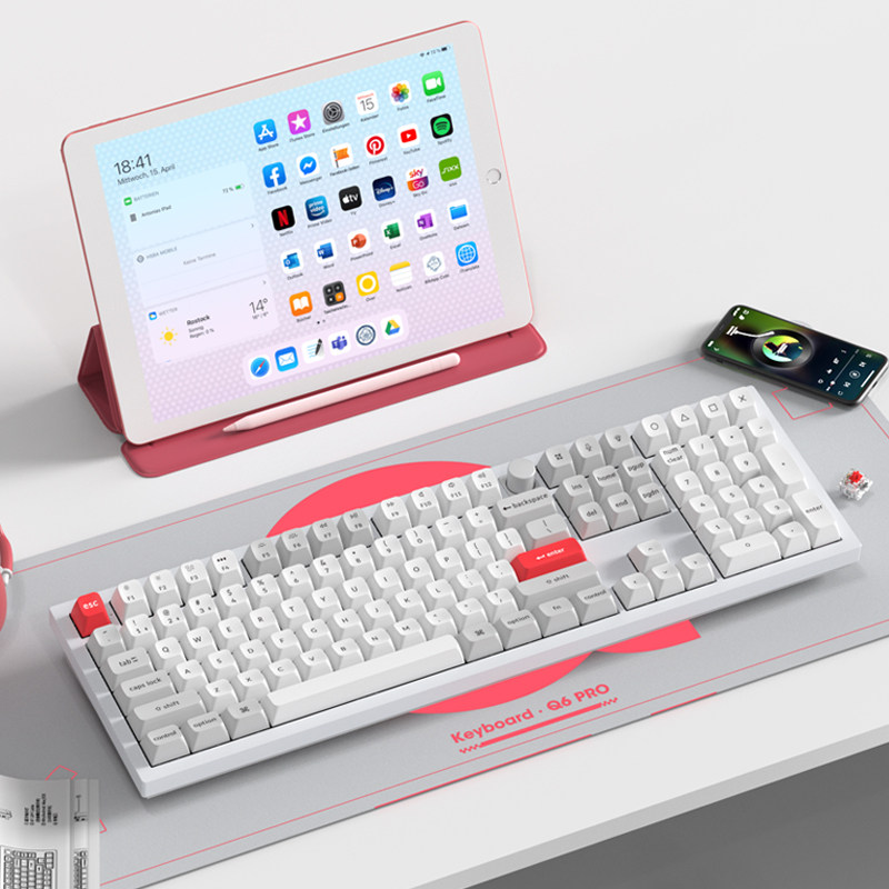 Keychron Q6Pro雙模藍牙機械鍵盤108鍵旋鈕Gasket客製化熱插拔鋁-Taobao