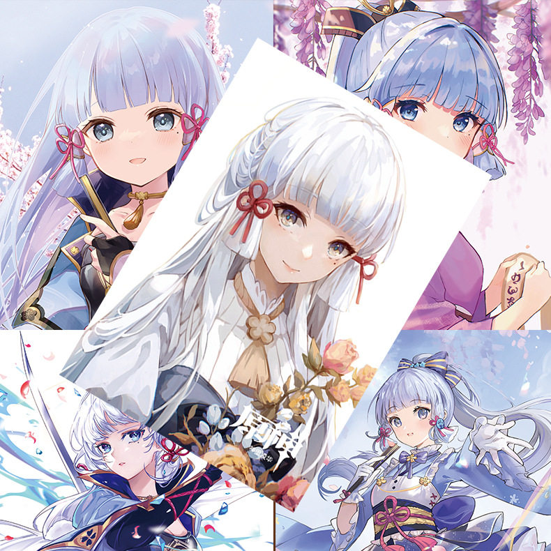 神里绫华海报1套8张42*29cm YS元神游戏角色宿舍墙贴纸背景装饰画