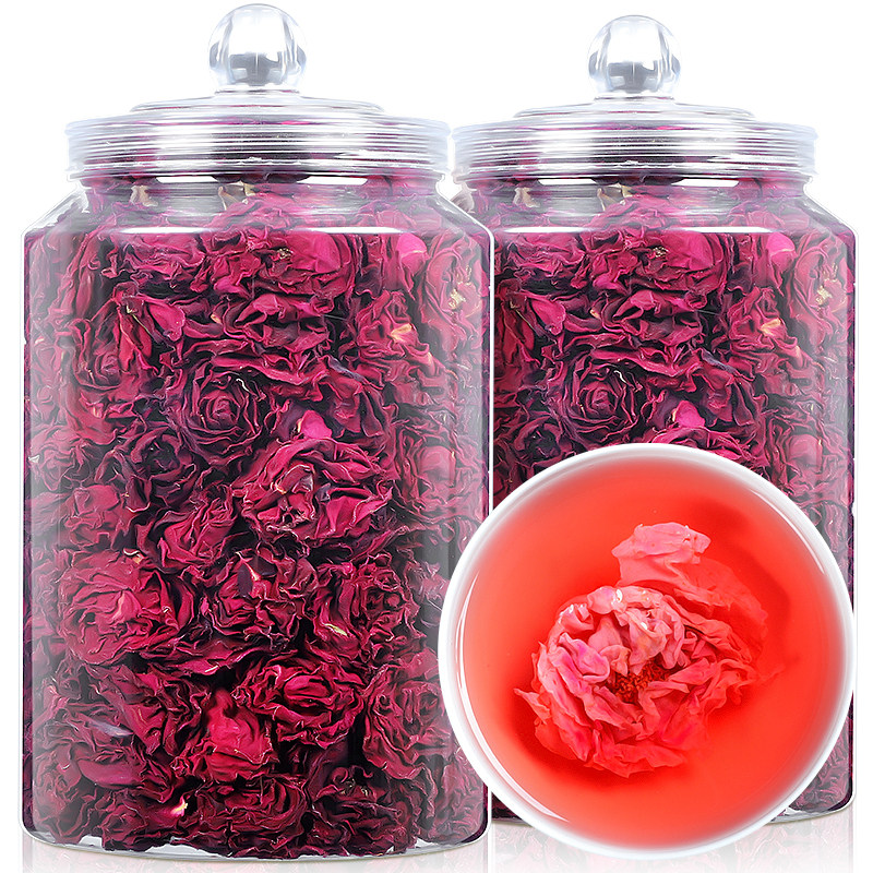 Yunnan double petal dark red rose tea, brewing a sweet taste like first ...