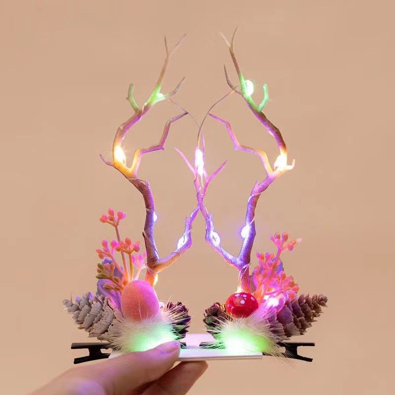 Reindeer antler hair clip christmas light-up headband: light up your ...