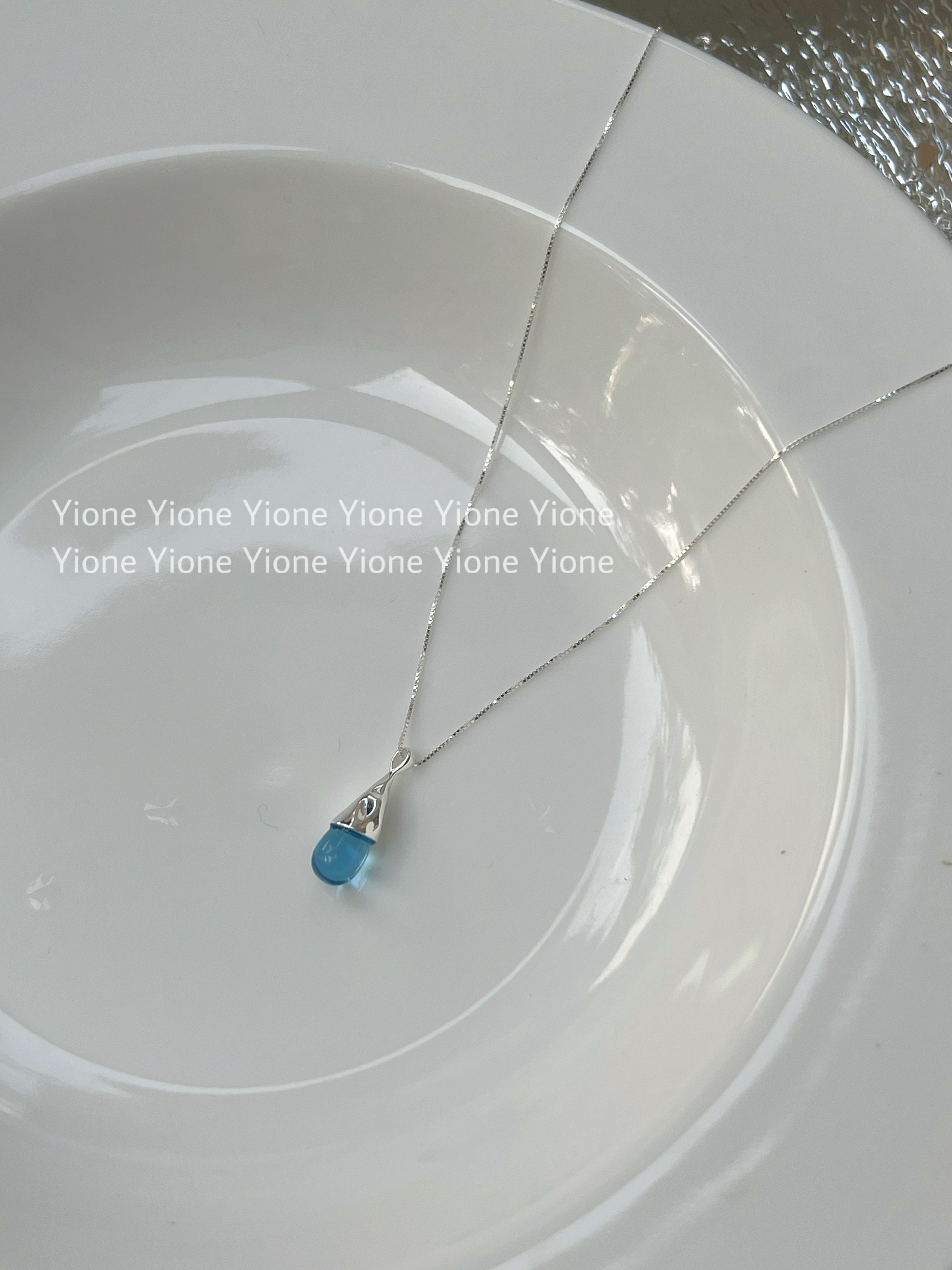 壹万yione猫眼石水滴项链简约气质小众中式设计感高级感-阿里巴巴