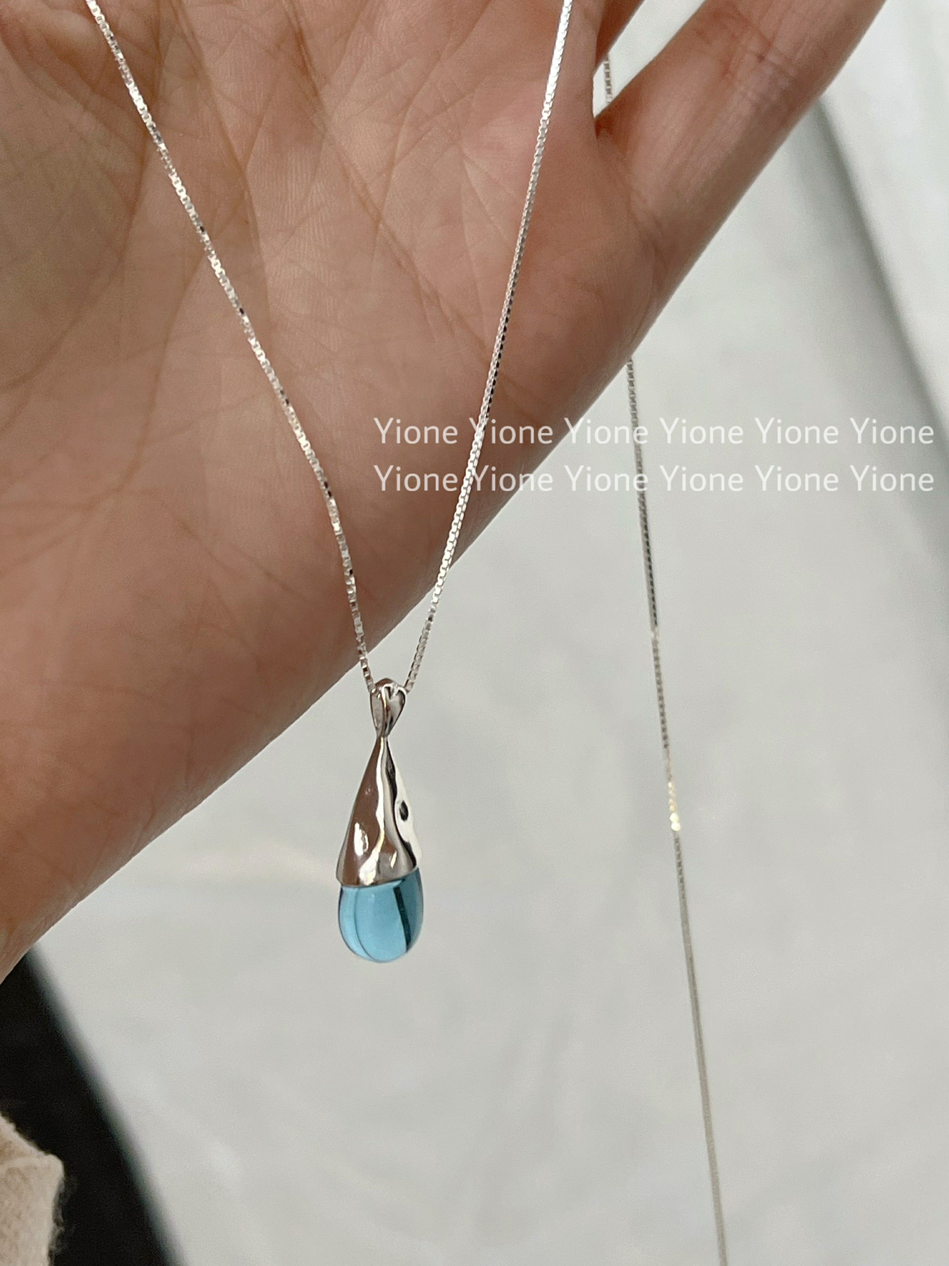 壹万yione猫眼石水滴项链简约气质小众中式设计感高级感-阿里巴巴