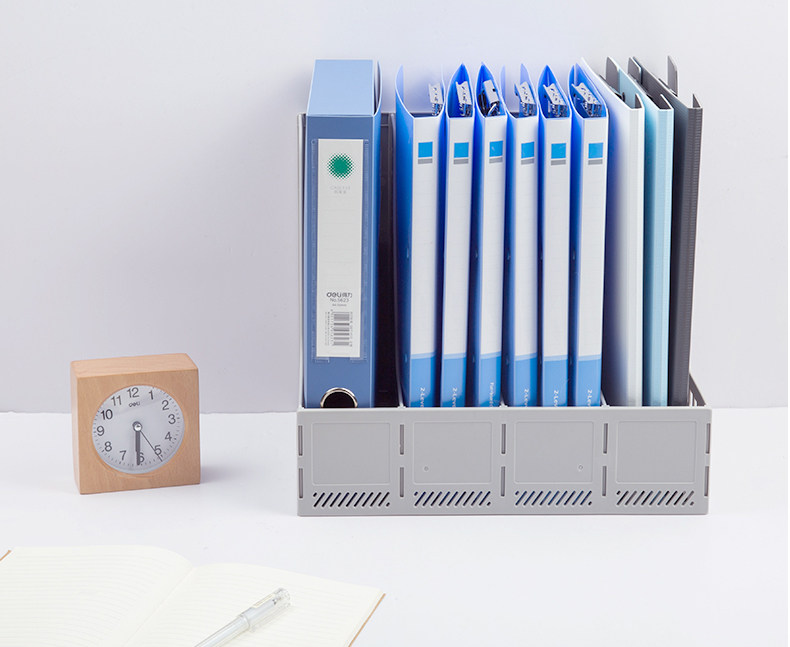 得力加厚文件夹收纳盒 立式文件架书架简易书立桌面办公文件框-阿里巴巴