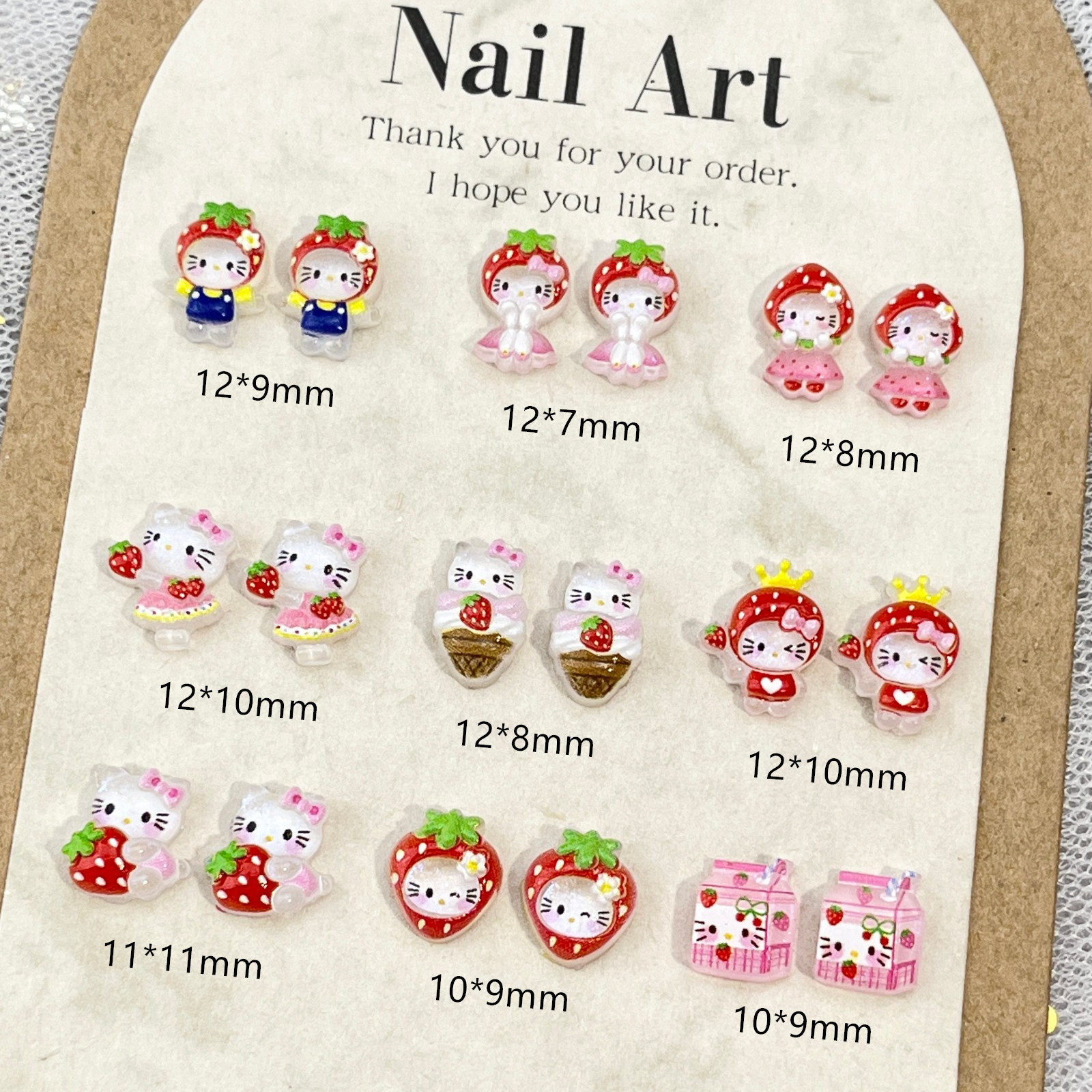 New strawberry series hello kitty nail art charms: be the sweet & cool ...