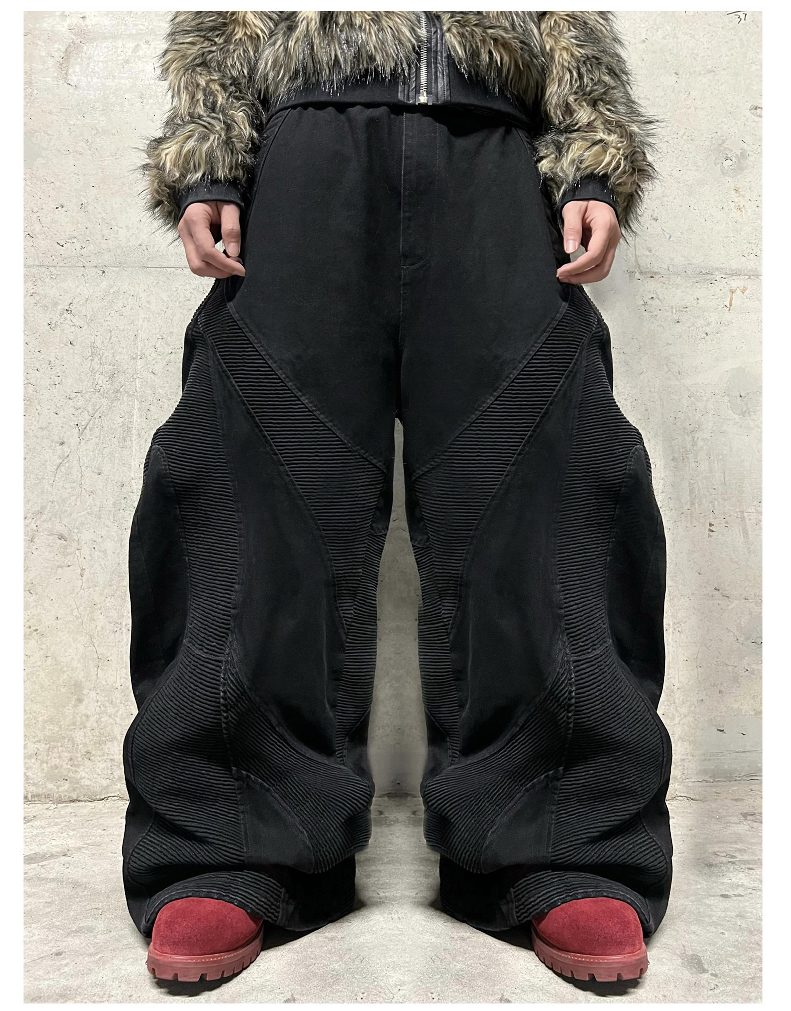 Rebel Wave 25Ss Alien Special-Shaped Skeleton Corrugated Jeans Wide-Leg ...