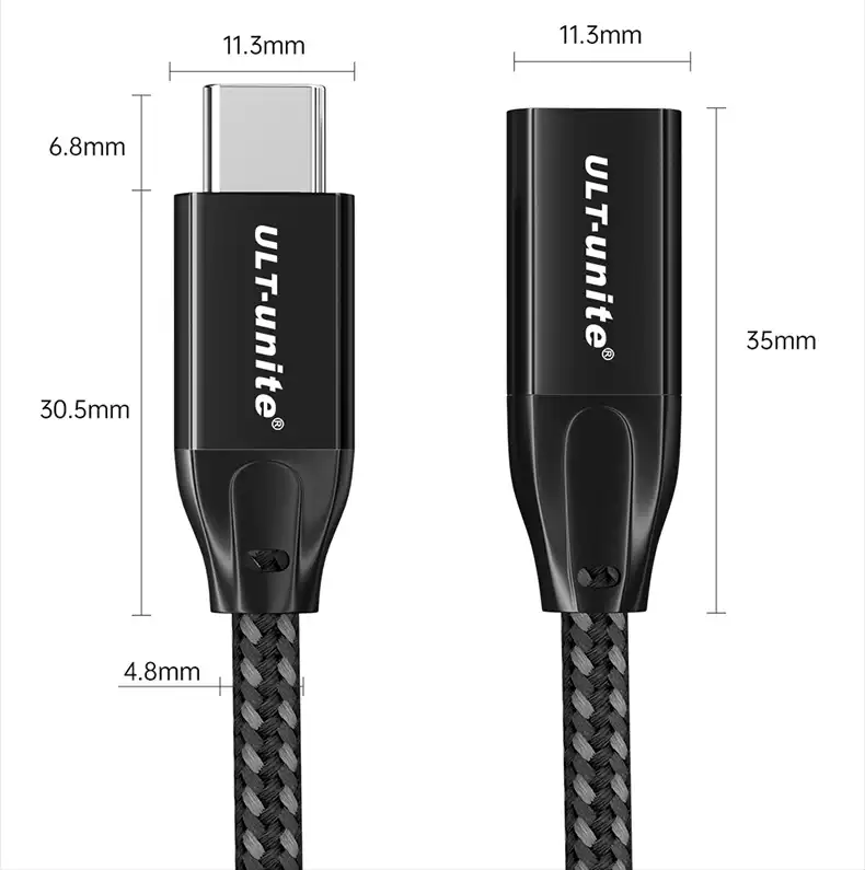 ULT-unite type-c延长线usb3.1gen2公对母usb3.2数据线10Gbps充电视频传输typec扩展坞switch底座加长转接线