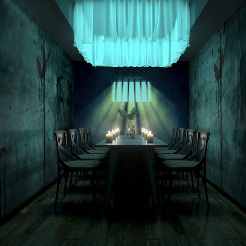 [USD 6.88] 3d Gray Cement Wallpaper Horror Prison Theme Script Killing ...
