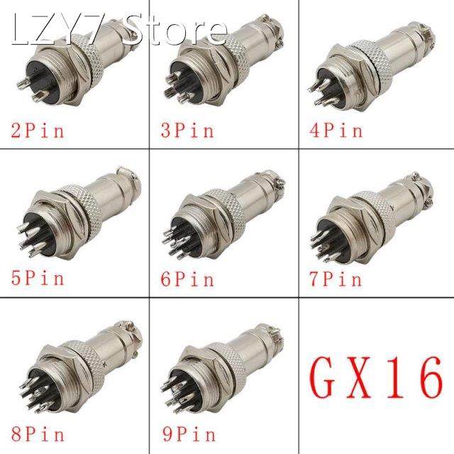 1Pair GX16 Aviation Circular Socket Plug Connector 2/3/4/5/6