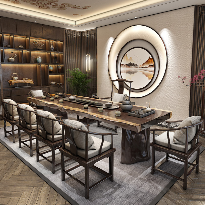 New Chinese solid wood tea table Zen Sertea table tea log high-end ...