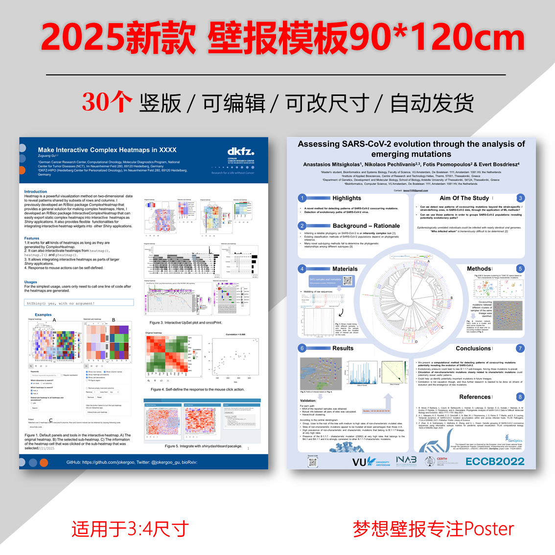 正版 30款竖版90*120cm 学术会议poster海报壁报模板ppt格式