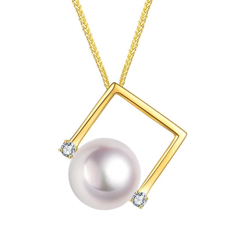 【25年新款】BEAUFINA音符18k金天然Akoya海水珍珠项链时尚吊坠女-Taobao