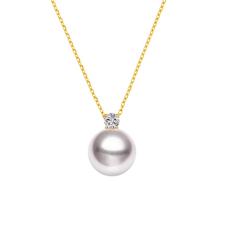 KEZ戴妃款天然极光爱迪生珍珠吊坠单颗项链女18K金正品锁骨颈链