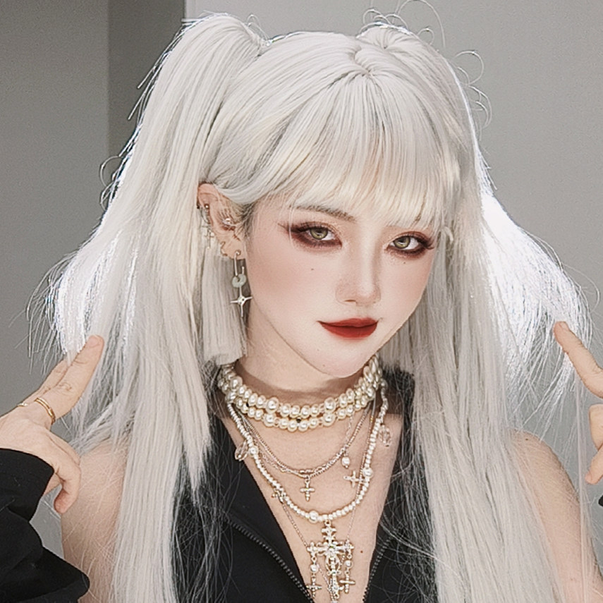 Pearlescent silver-white ji fa jenga princess cut lolita wig: jellyfish ...