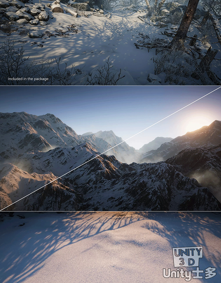 Unity3D冬天雪地森林场景Winter Environment - Nature Pack[2.1] - 场景模型 - 绘图狗-设计灵感素材集散地