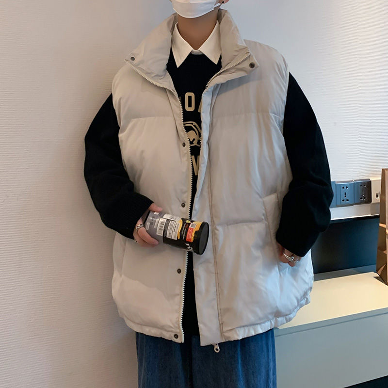 300斤大码立领ins潮流加厚马甲外套男女秋冬季新款百搭外穿棉衣潮-Taobao