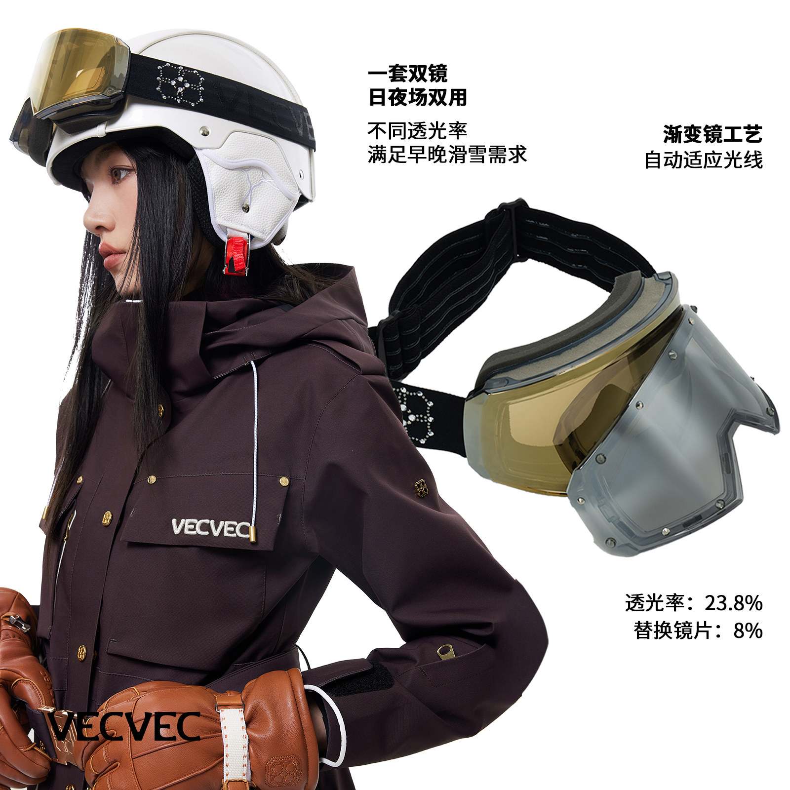 VECVEC滑雪眼镜：日夜双用，高清护目，滑雪达人的必备神器！-滑雪眼镜-淘宝好物网