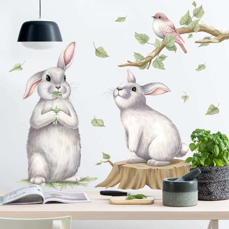 New Animal Stickers Rabbit Bird Wall Stickers Children's Roo