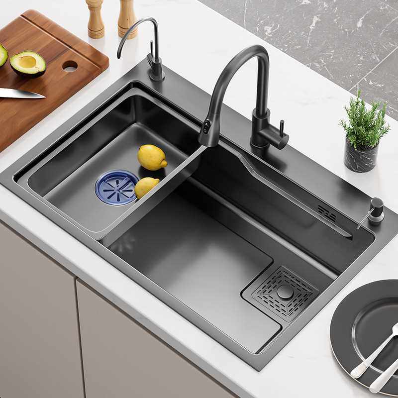 Ermo Gun Ash Stainless Steel Sink Large Single Sink Handmade-Taobao
