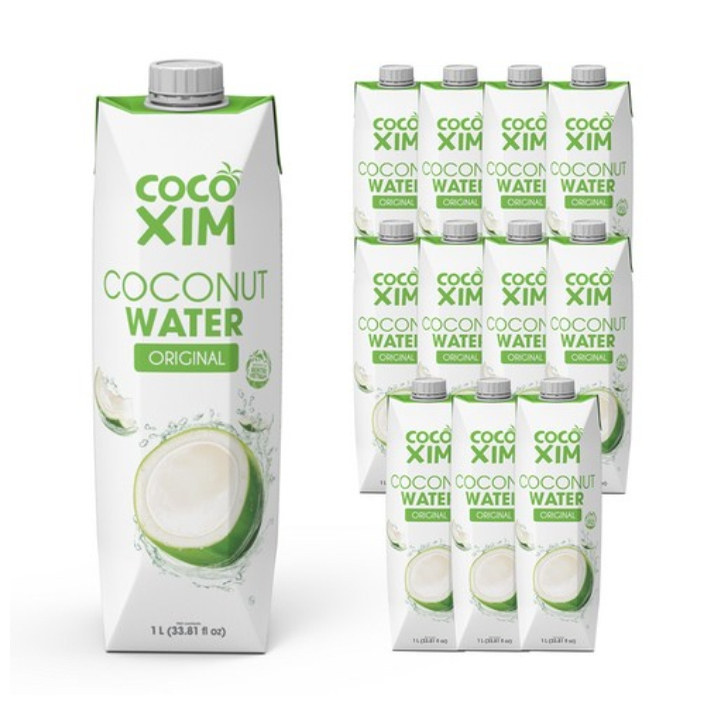 韩国代购直邮coco xim椰子水椰青汁天然有机果香补水饮料1L*12瓶