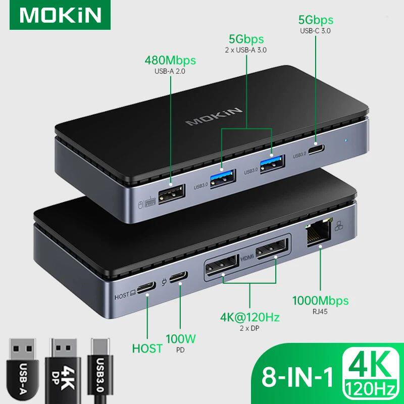 MOKiN Upgraded Universal USB-C 4K Triple Display Docking Sta