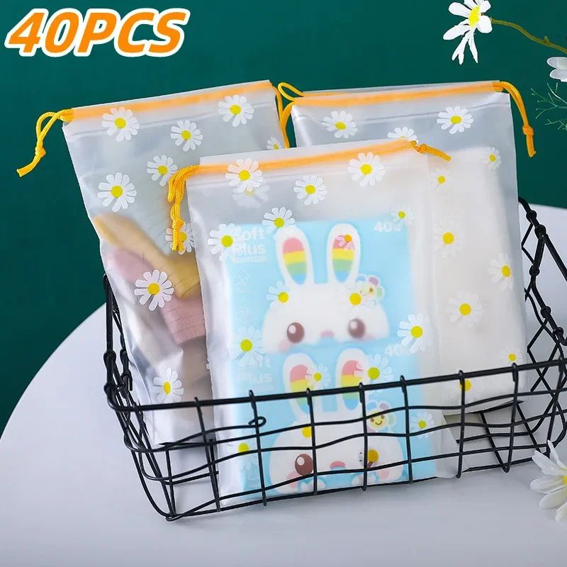 40P Daisy Drawstring Storage Bag Transparent Waterproof EVA-Taobao