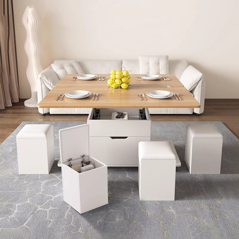 A small apartment's dream come true! rock slab lift-top coffee table ...