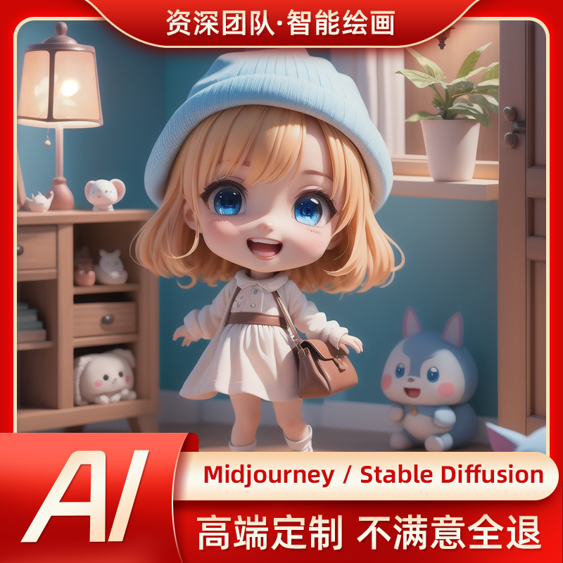 AI绘画midjourney代画线稿上色电商模特插画sd定制头像ip形象写真-Taobao Malaysia