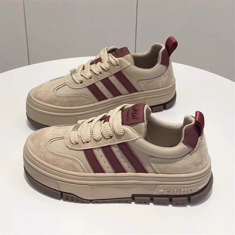 法國FAD ZOMO復古厚底板鞋女2024春秋季新款百搭磨砂皮休閒德訓鞋-Taobao