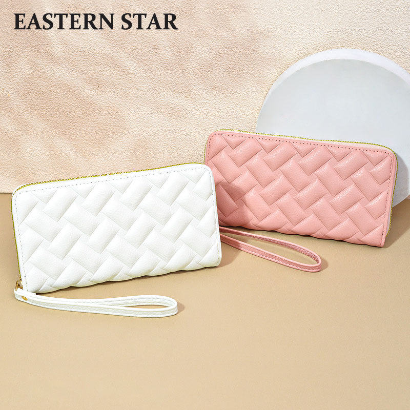 新款2024女士钱包欧美风时尚pu皮压花休闲手拿包中长款钱夹手机包-Taobao