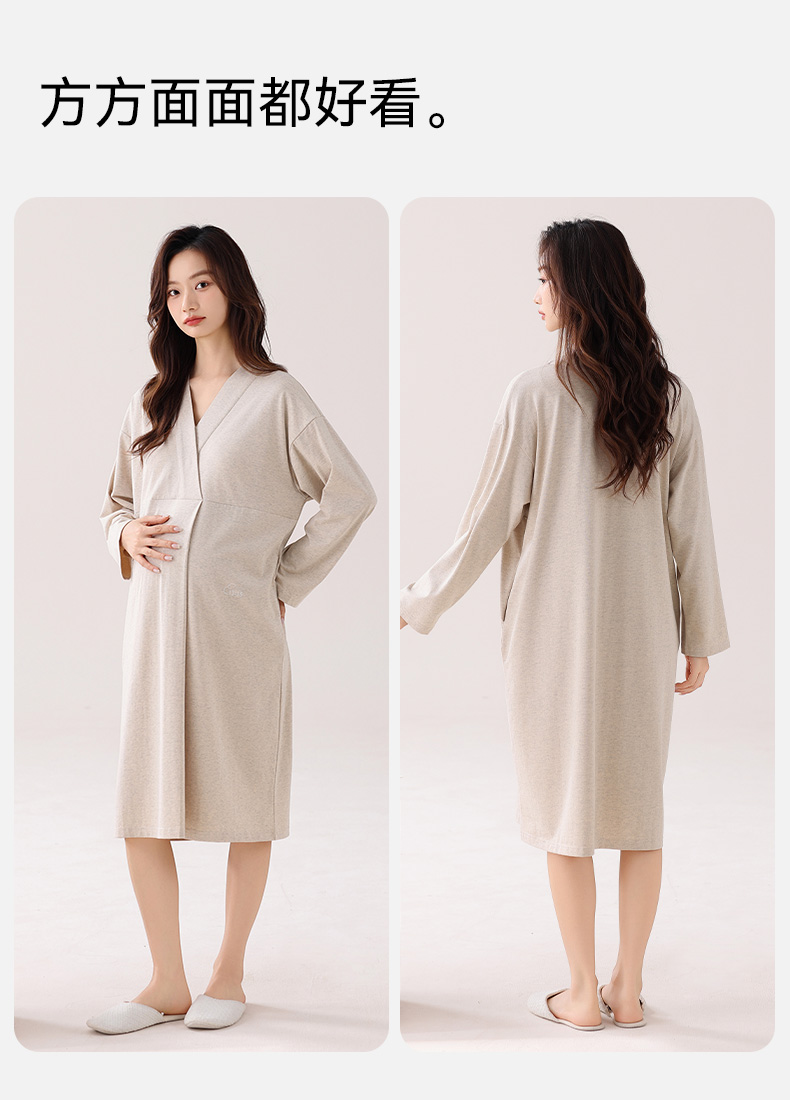 貓人帶胸墊孕婦睡裙春秋季純棉哺乳睡衣產后月子服產婦產房待產裙|睡裙|ETMall東森購物網